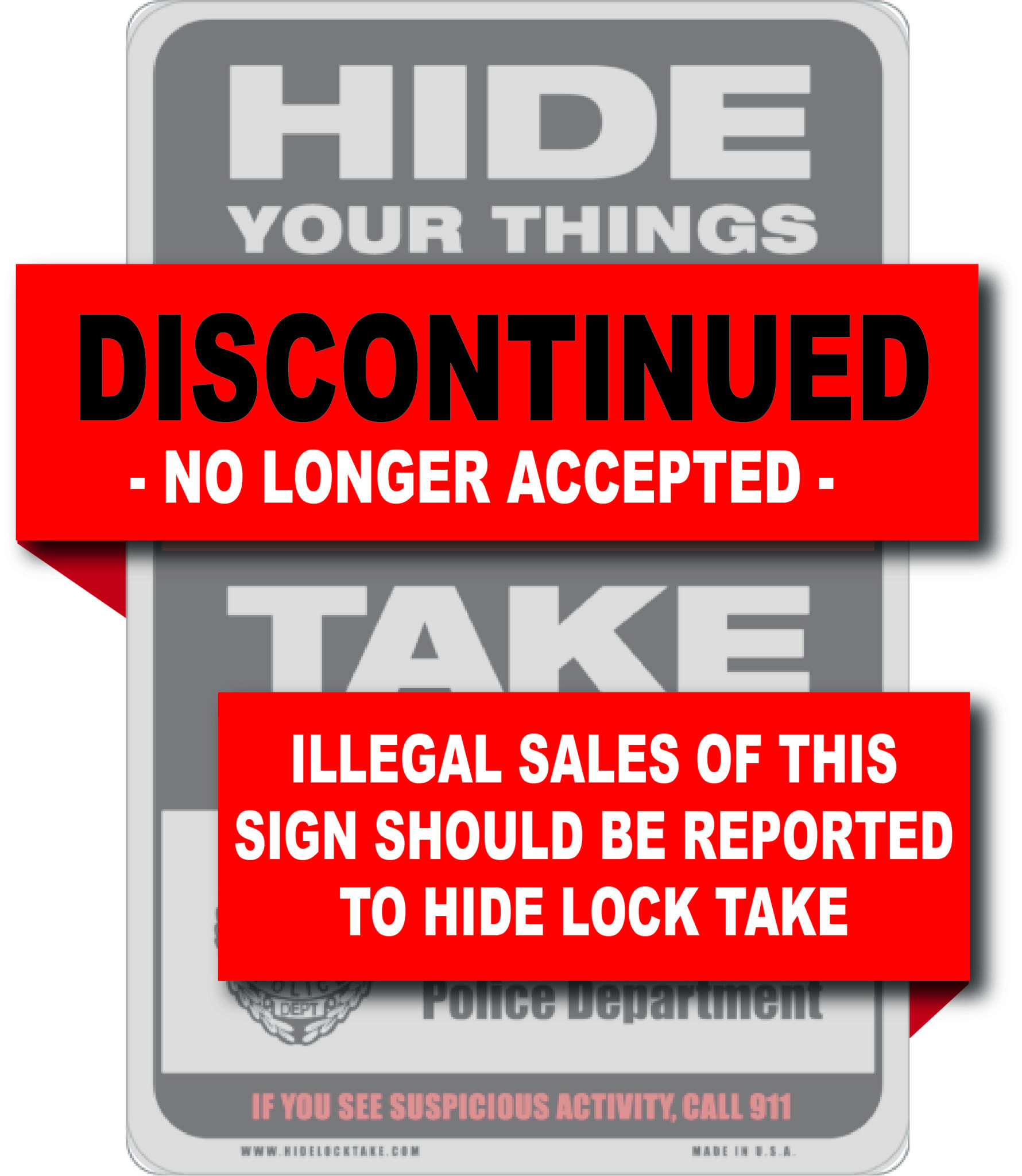 Old Style Hide Lock Take Sign | Hide Lock Take